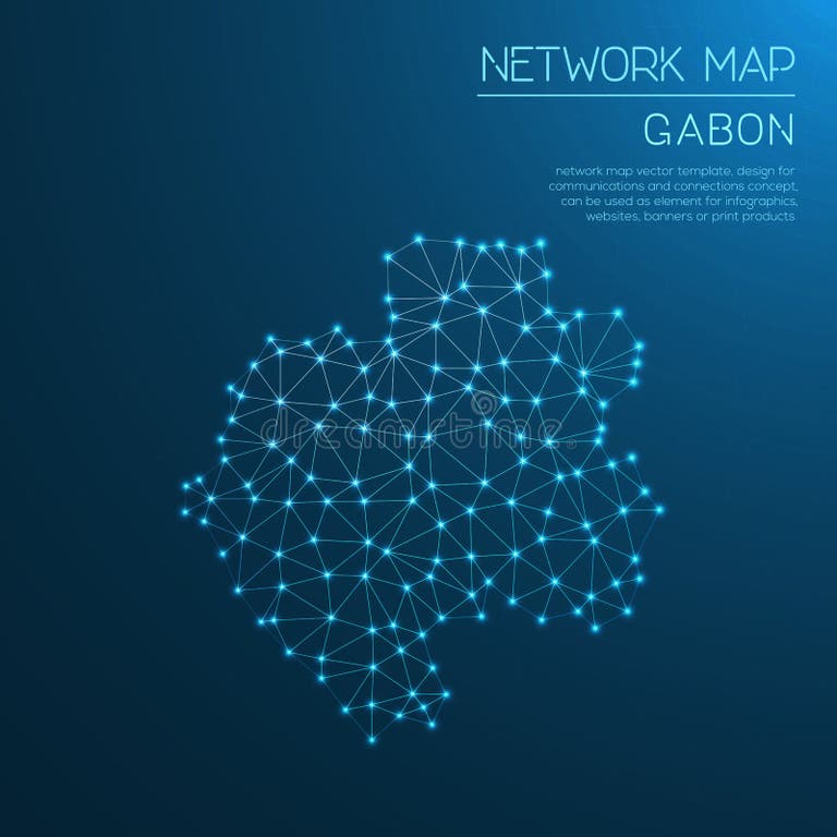 Gabon network map. stock vector. Illustration of connection - 86851233