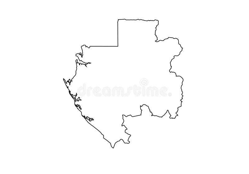 Gabon Outline Map Country Shape Stock Vector Illustration Of Borders