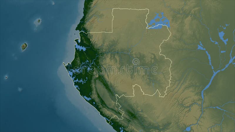 Gabon outlined. Physical stock illustration. Illustration of nature ...