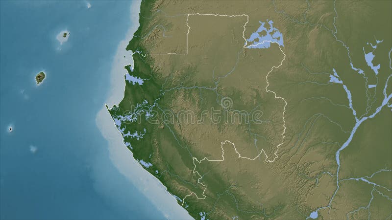 Gabon outlined. Pale stock illustration. Illustration of stereographic ...