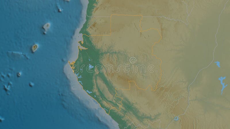 Gabon - overview. Relief stock illustration. Illustration of planet ...