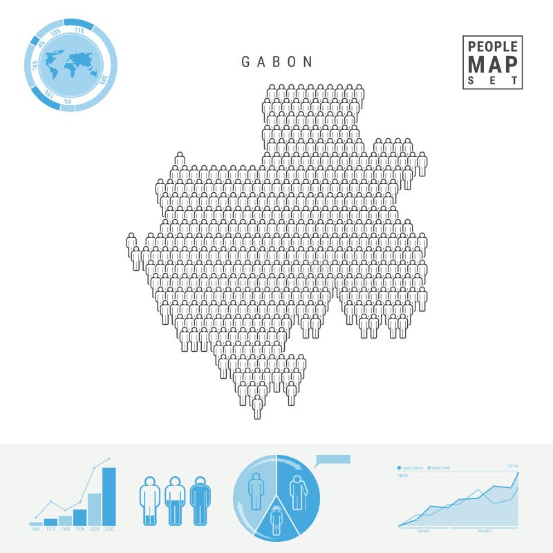 Gabon People Icon Map. Stylized Vector Silhouette of Gabon. Population ...