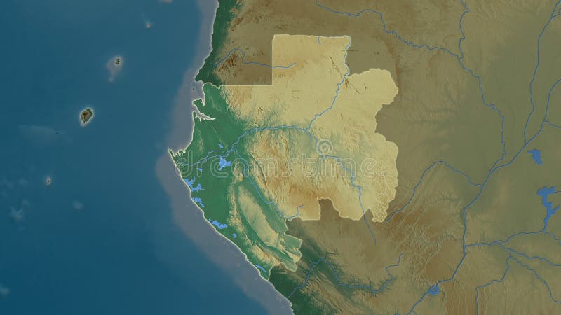 Gabon - Relief. Composition Stock Illustration - Illustration of ocean ...