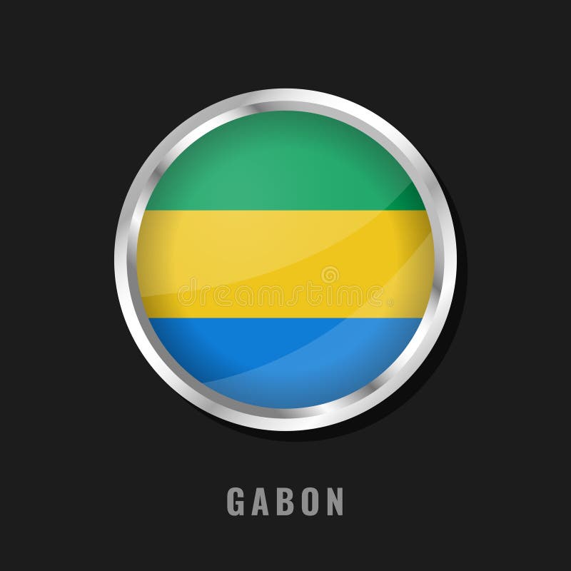 Gabon Round Framed National Flag. Circular Glossy Flag of Gabon Stock ...