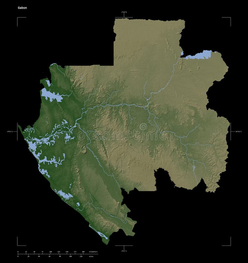 Gabon shape on black. Pale stock illustration. Illustration of shape - 301672715