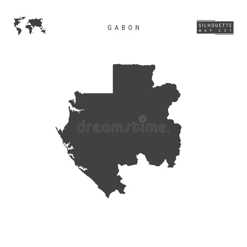 Gabon Vector Map Isolated on White Background. High-Detailed Black ...