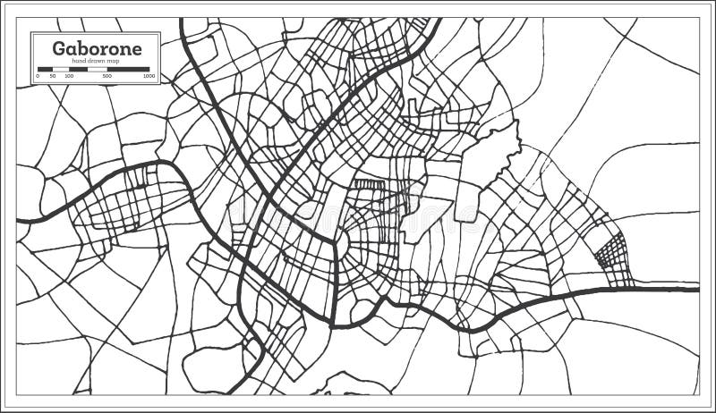 Gaborone Botswana City Map in Retro Style. Outline Map Stock Vector ...