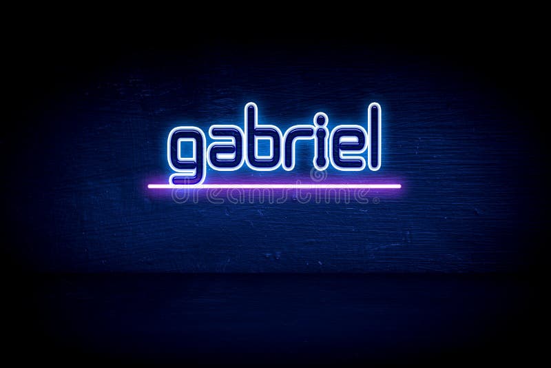 Gabriel - Blue Neon Announcement Signboard Stock Photo - Image of glow ...