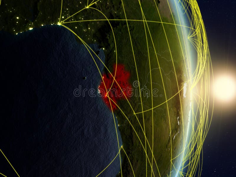 Gabun Auf Vernetzter Planet Erde Stockbild - Bild von karte, masse ...