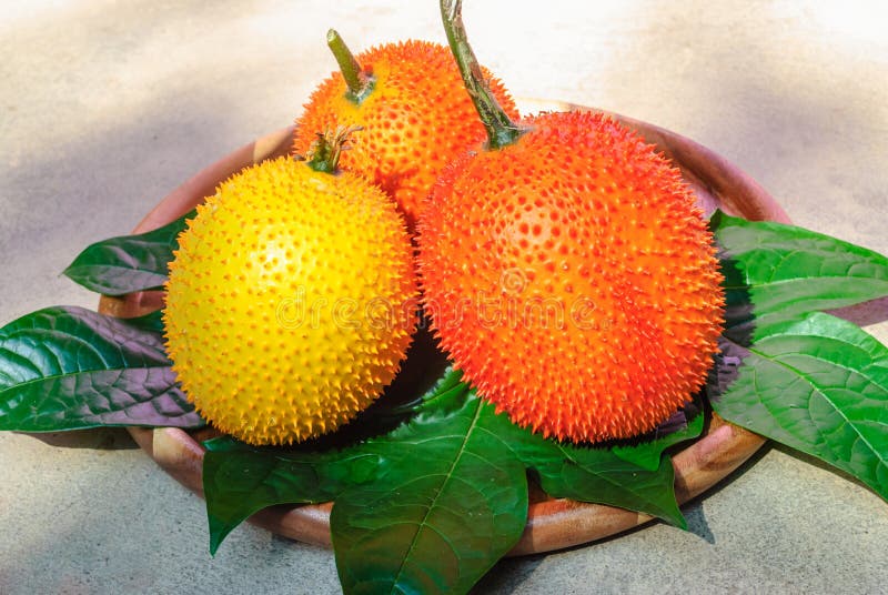 Gac Fruit in the Wooden Dish Stock Image - Image of carotene, cantonese ...