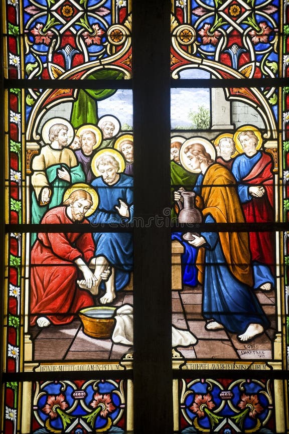 Jesus Washing Feet Stained Glass Stock Photos - Free & Royalty-Free ...