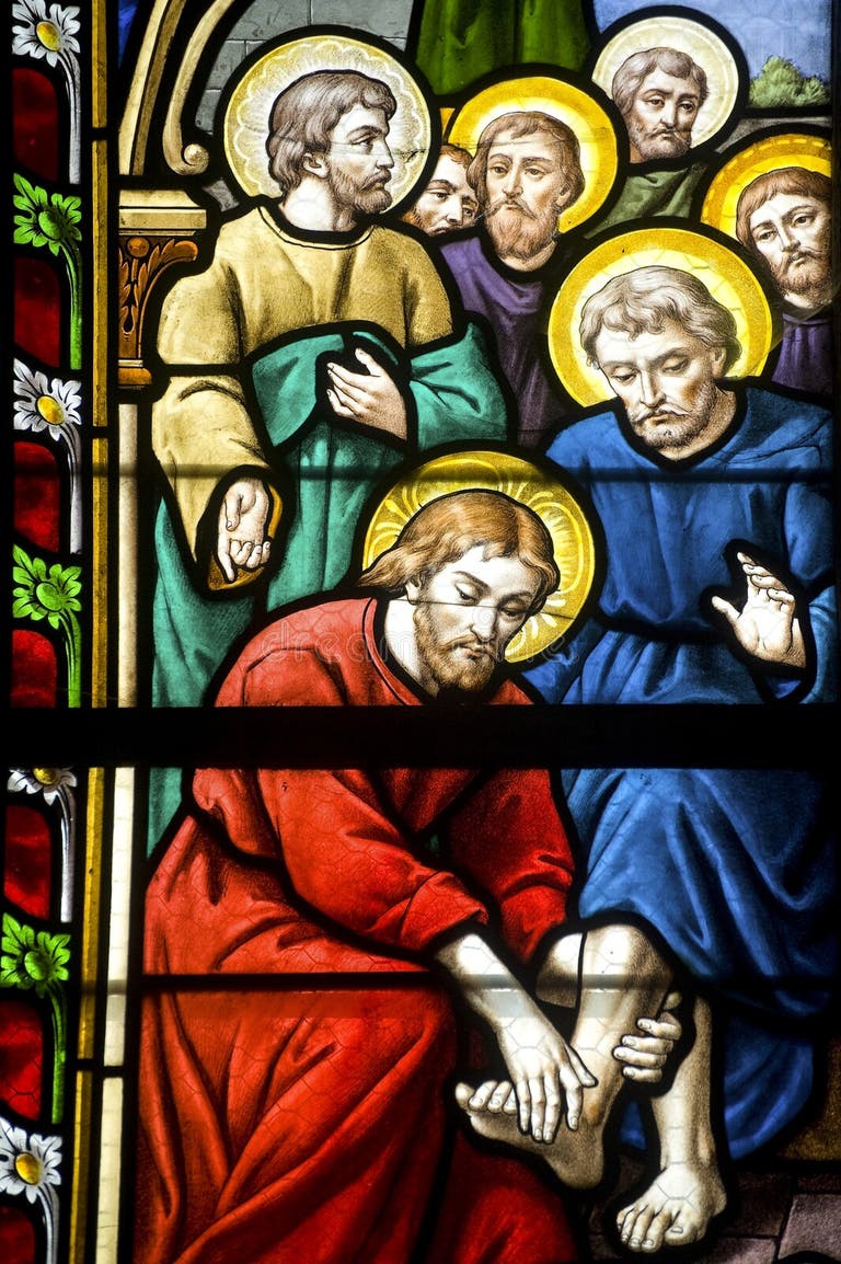 Jesus Washing Feet Stained Glass Stock Photos - Free & Royalty-Free ...