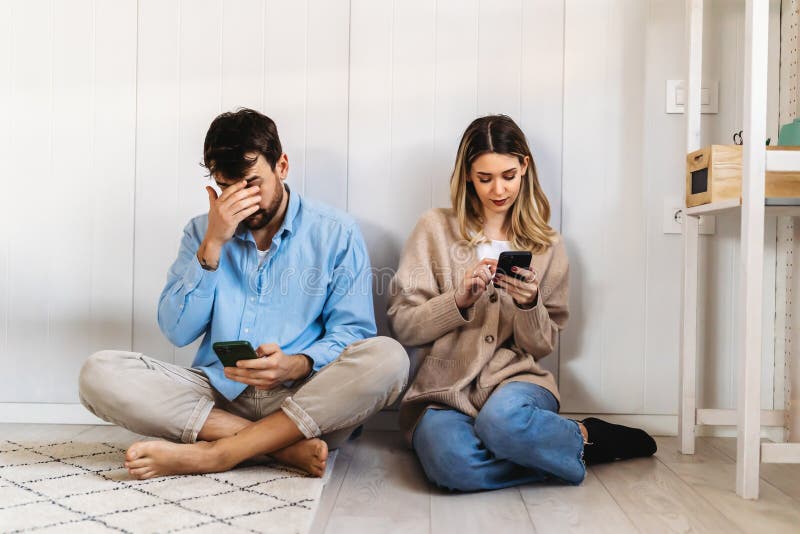 Gadget Addiction and Relationship Problems. Couple with Smartphones ...