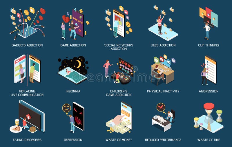 Gadget Addiction Set stock vector. Illustration of technology - 275407862