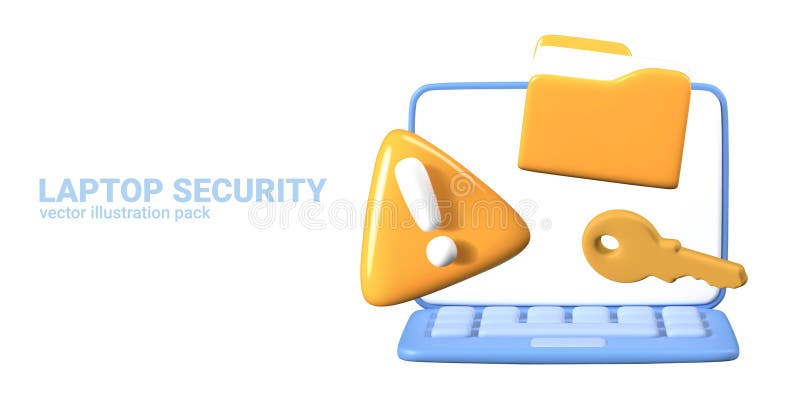 Gadget with Blank Screen, Key, Folder with Files, Triangle with ...