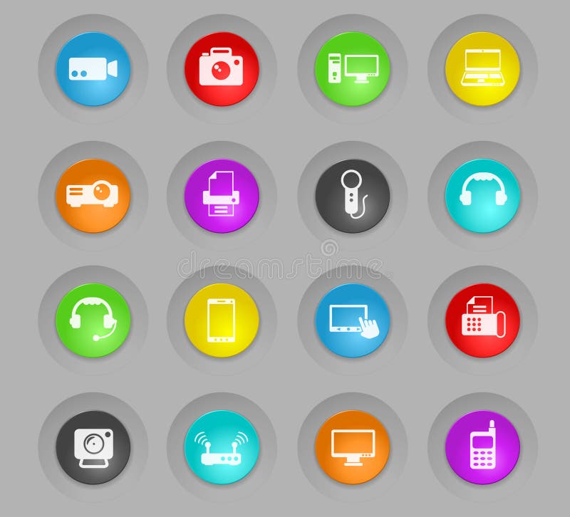 Gadget Colored Plastic Round Buttons Icon Set Stock Vector ...