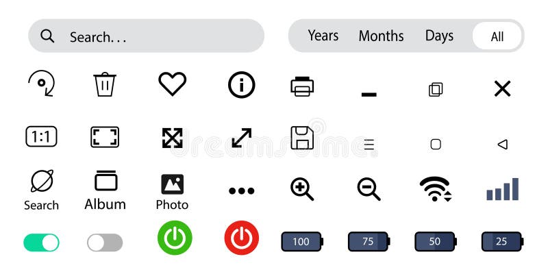 Gadget Control Icons Vector. Smartphone Device, Gadgets Set Icon for ...