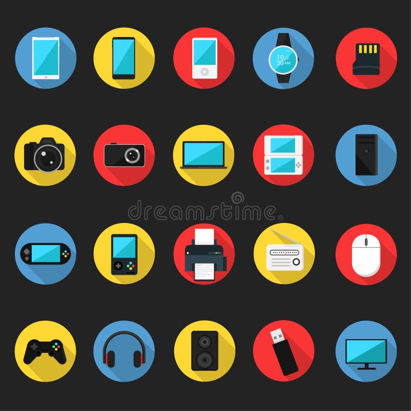 Flat Technology Equipment/ Computer Equipment Icon Set Vector ...