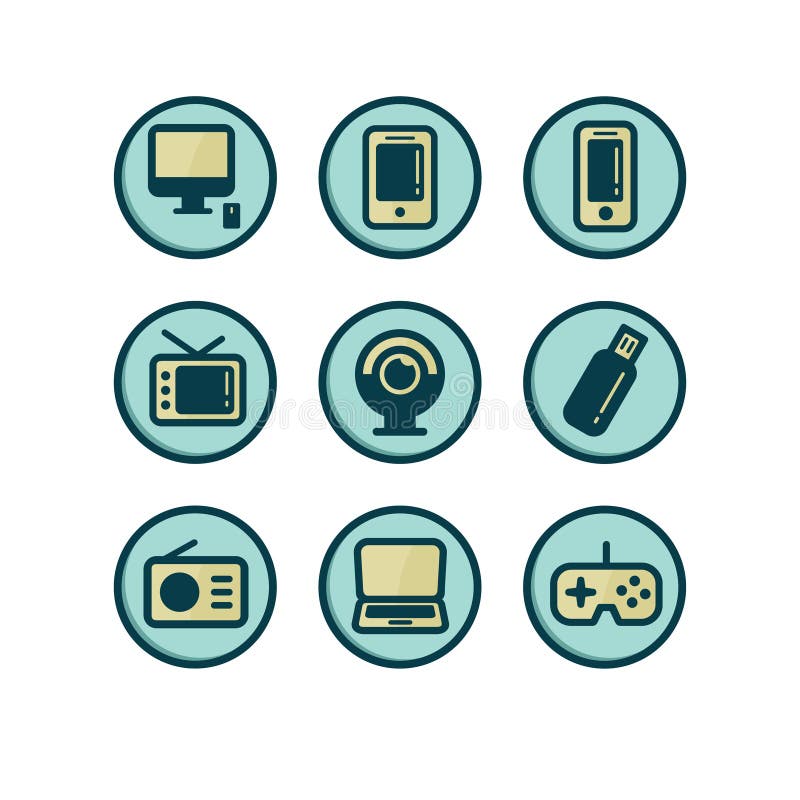 Gadget icon set stock vector. Illustration of camera - 14166198