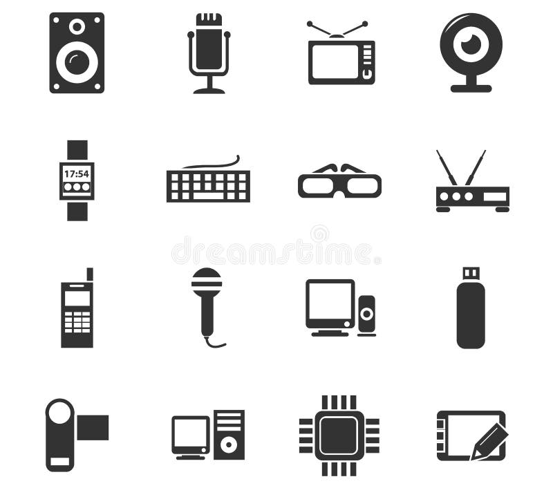 Gadget icon set stock vector. Illustration of video, microchip - 66100321
