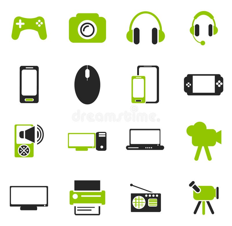 Gadget icon set stock illustration. Illustration of pictogram - 88970648