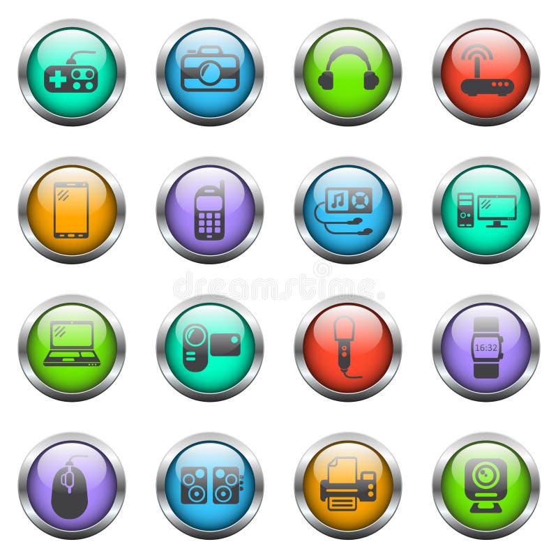 Gadget icon set stock illustration. Illustration of printer - 239088570