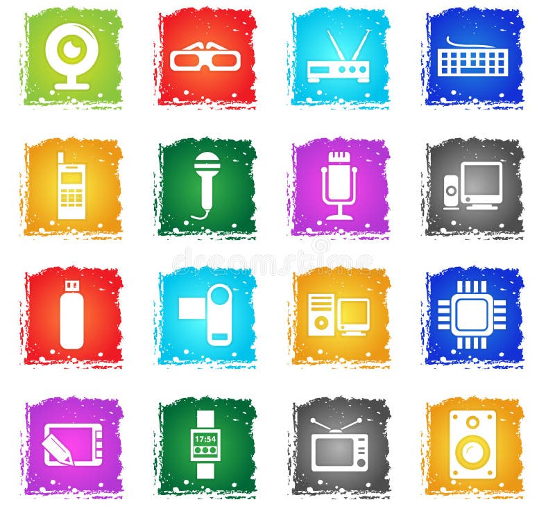 Gadget icon set stock vector. Illustration of watch, glasses - 88186450