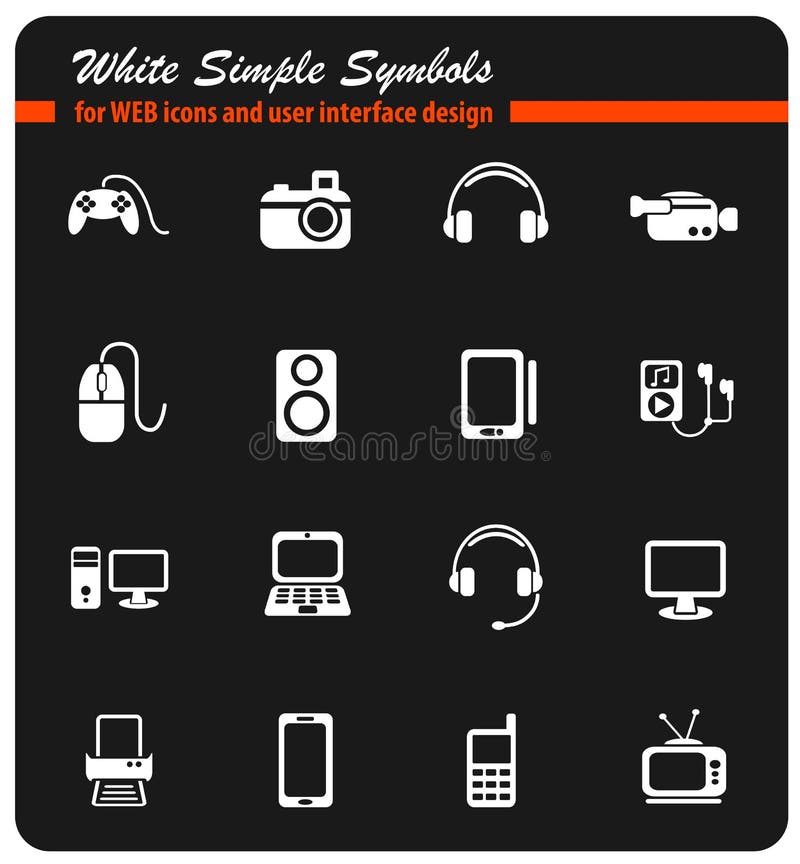 Gadget icon set stock vector. Illustration of game, headphones - 87993958