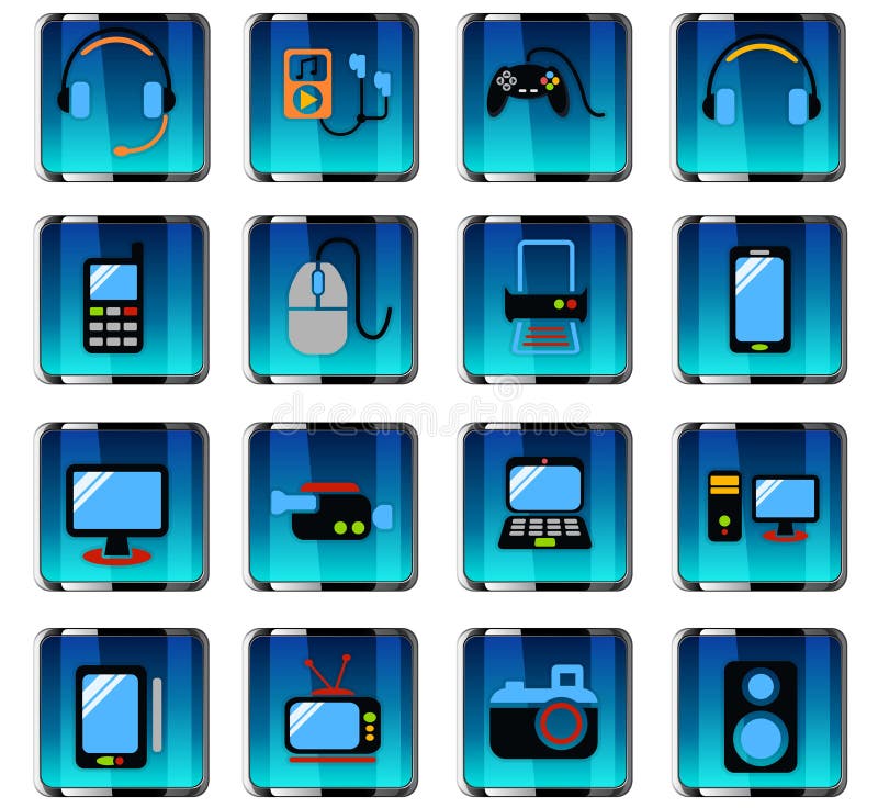 Gadget icon set stock illustration. Illustration of satellite - 88135881