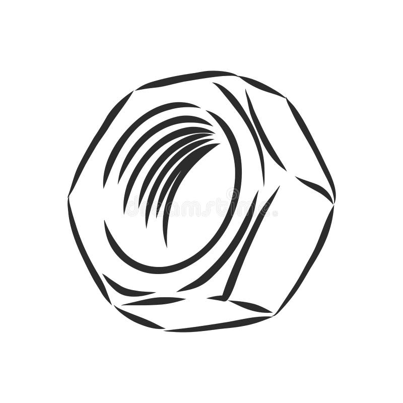 Gadget Icon. Vector Illustration of a Bolt and Nut. Hand Drawn Tool Nut ...