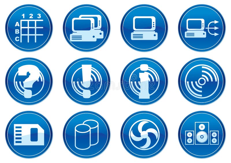 Electronics Web Icons Set 2, Blue Contour Sticker Stock Vector ...