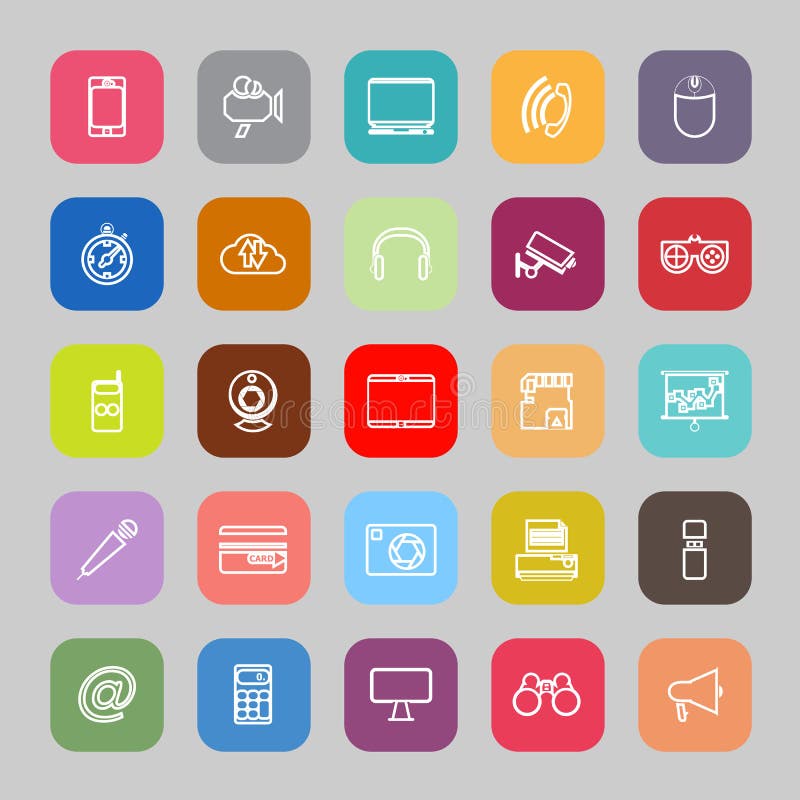 Gadget line flat icons stock vector. Illustration of flat - 64208456