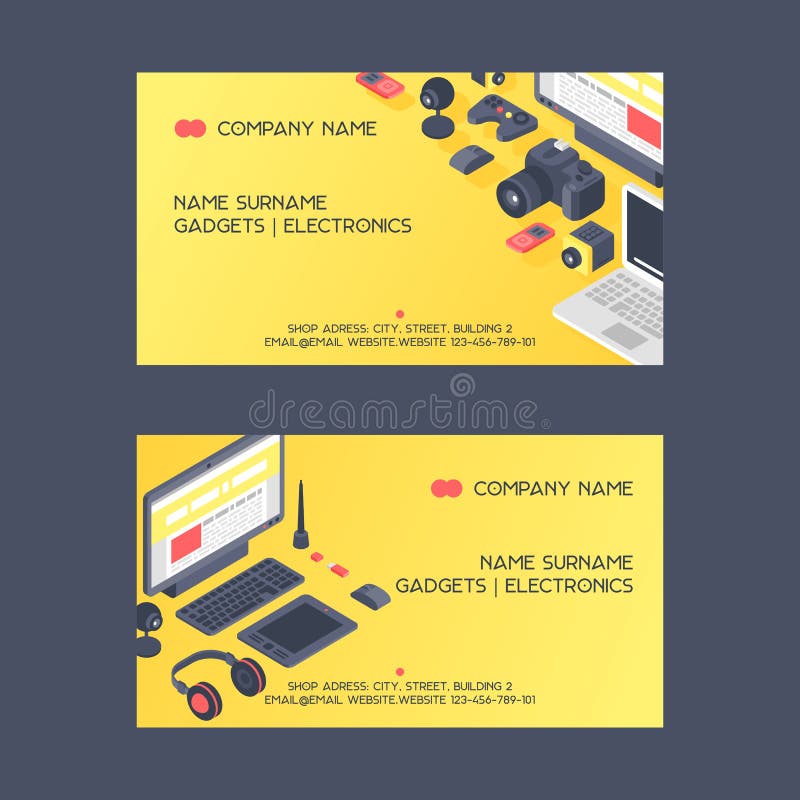 Gadget Pattern Vector Business Card Digital Device with Display of ...
