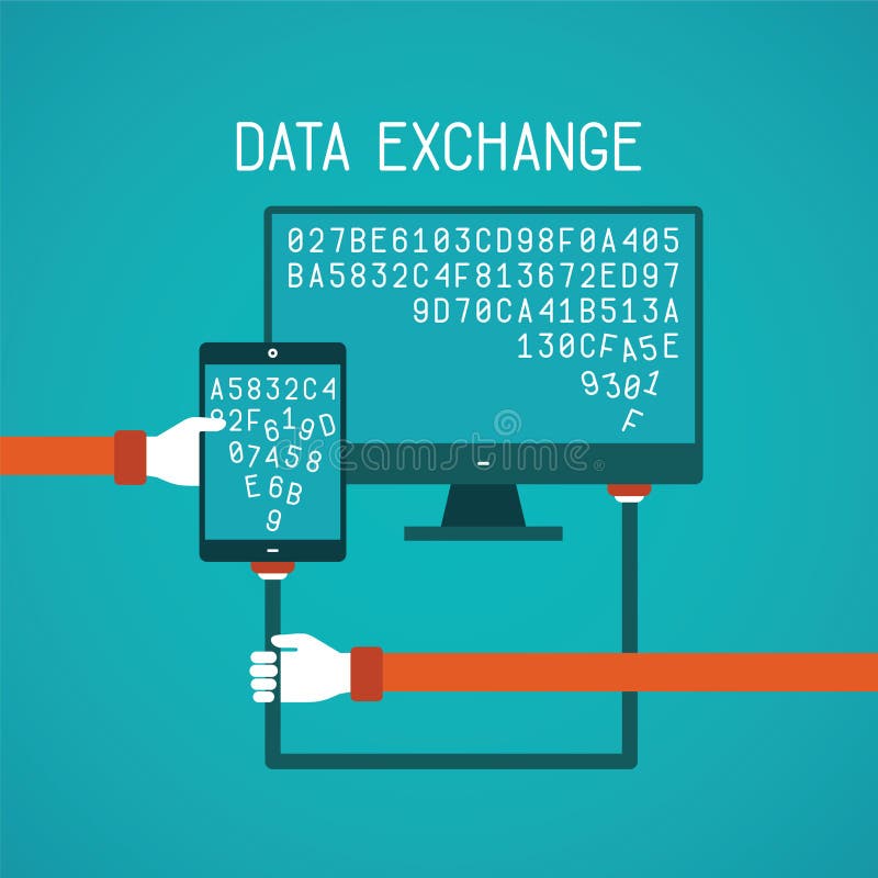 Gadget and Pc Data Exchange Vector Concept in Flat Style Stock Vector ...