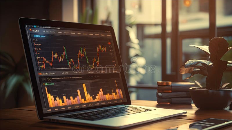 Gadget Showing a Profit Chart on the Screen. Created with Generative AI ...