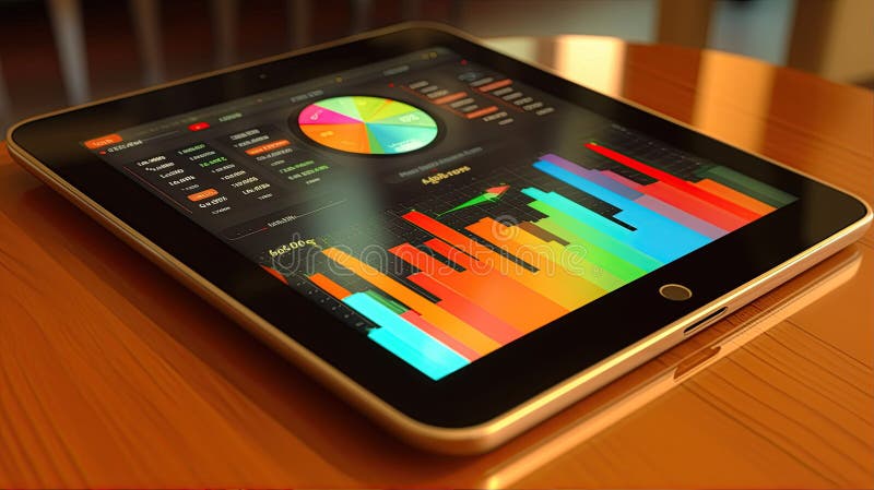 Gadget Showing a Profit Chart on the Screen. Created with Generative AI ...
