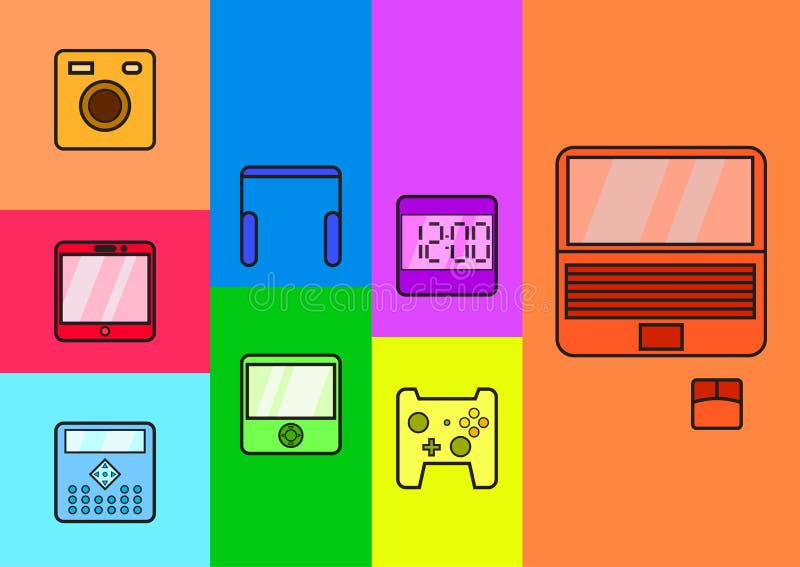 Gadget Square Icons stock vector. Illustration of equipment - 119404921