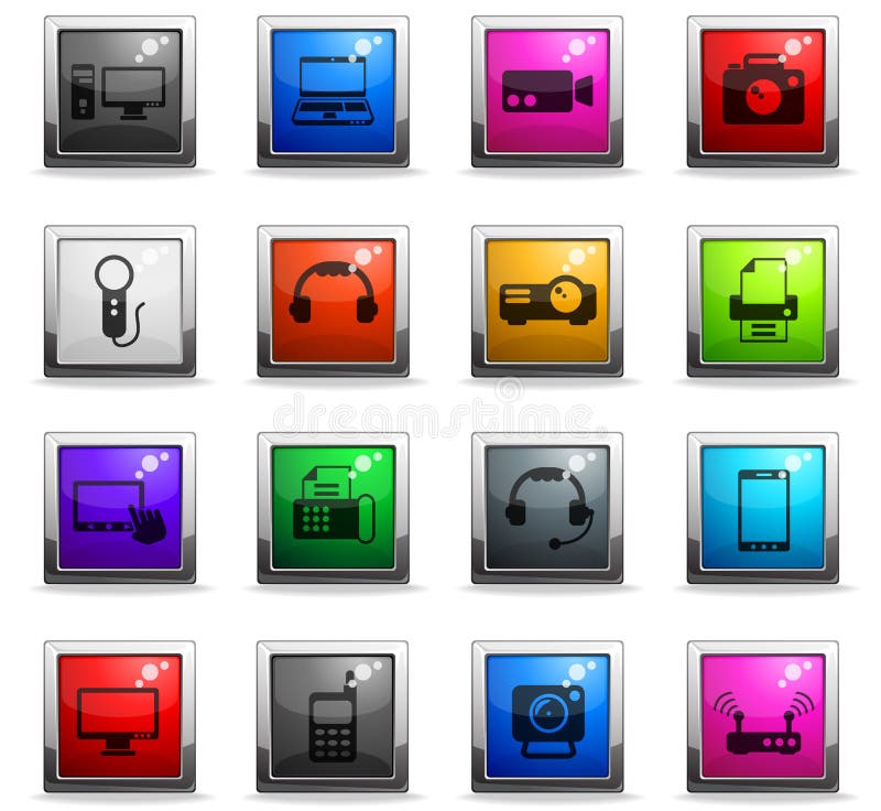 Gadget icon set stock vector. Illustration of camera - 122178433