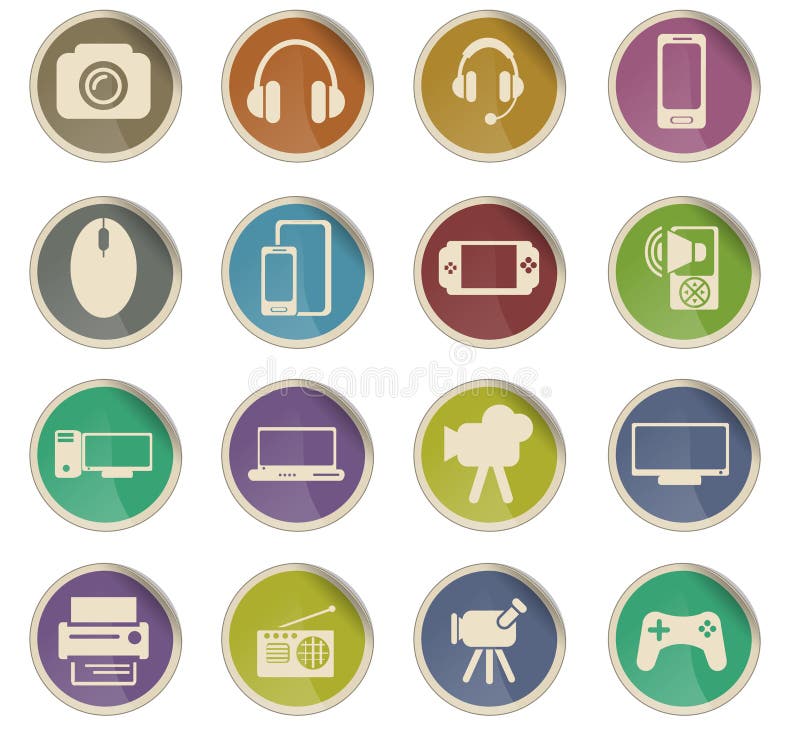 Gadget icon set stock vector. Illustration of printer - 123534344