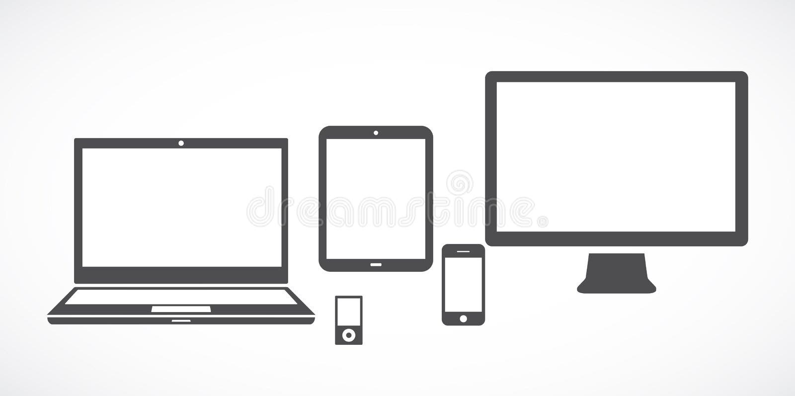 Responsive Design for Web - Computer Screen, Smartphone, Tablet Labels ...