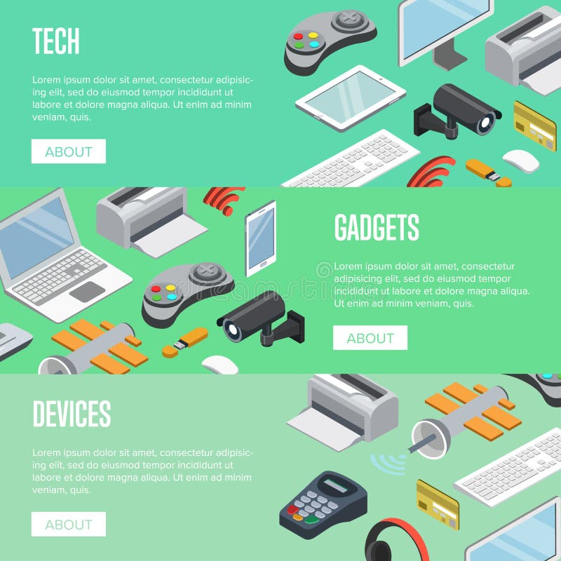 Gadgets and Computer Devices Isometric Posters Stock Illustration ...