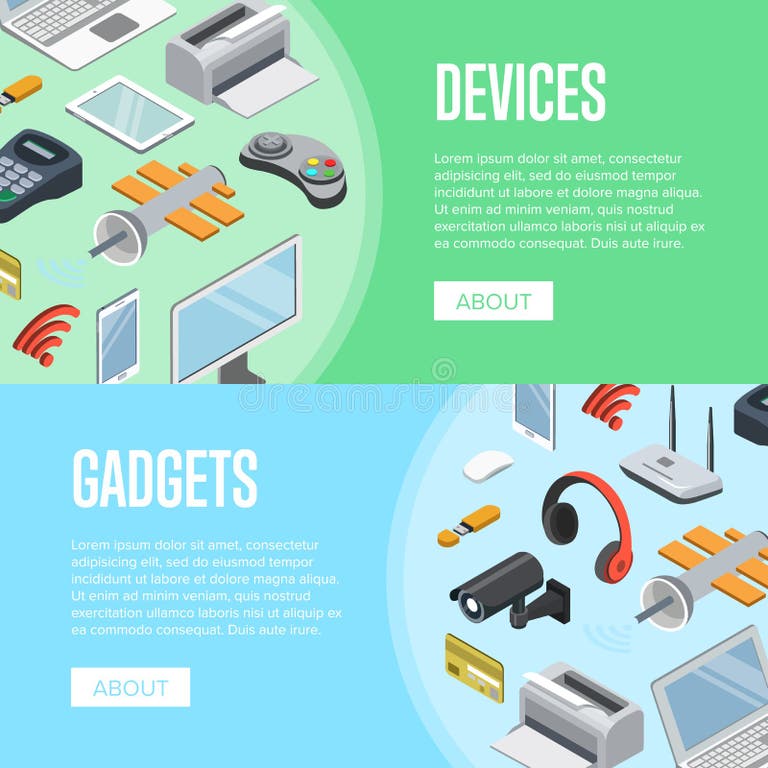 Gadgets and Computer Devices Isometric Posters Stock Vector ...