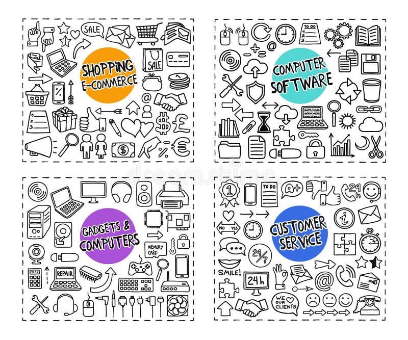 Doodle Customer Service Icon Hand Drawn with Thin Black Line Stock ... Doodle Customer Service Icon Hand Drawn with Thin Black Line Stock ...