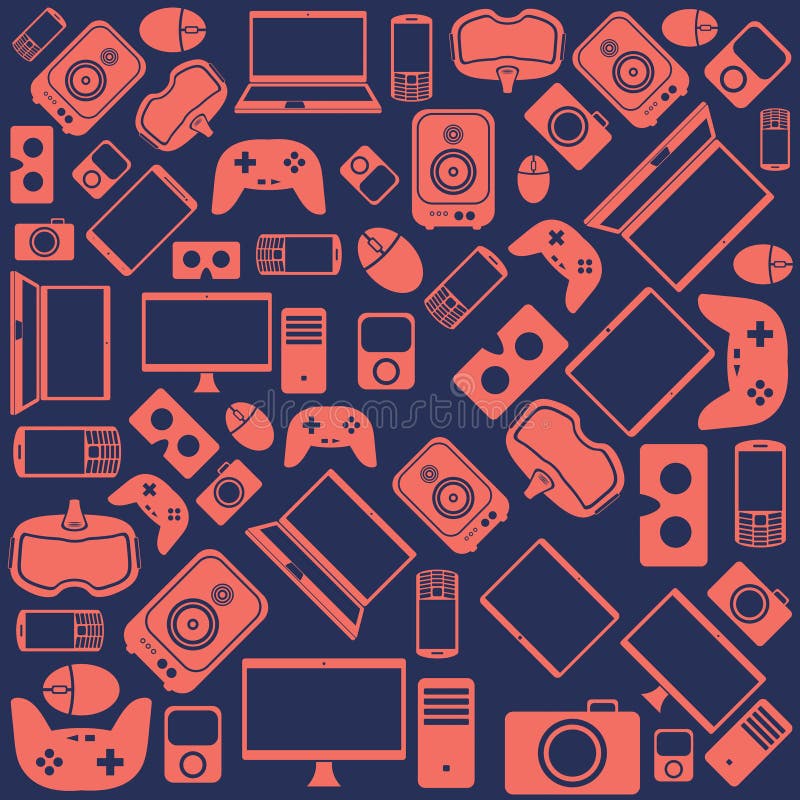 Gadgets and Devices Pattern Collection Stock Illustration ...