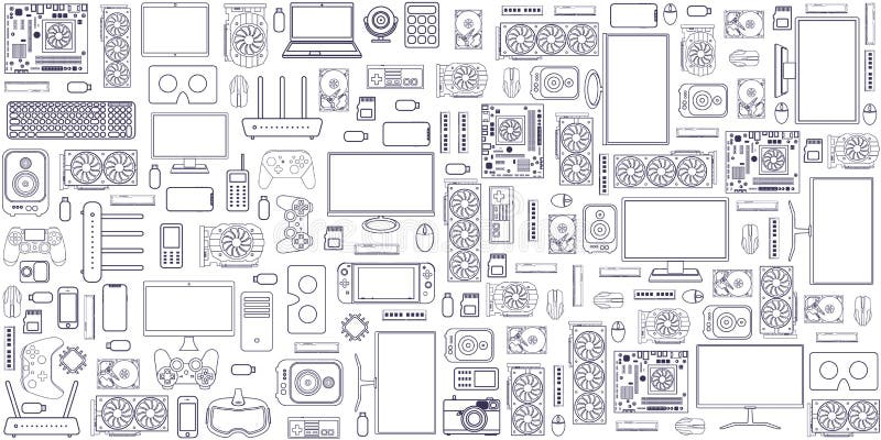 Gadgets and Devices Pattern Collection Stock Illustration ...