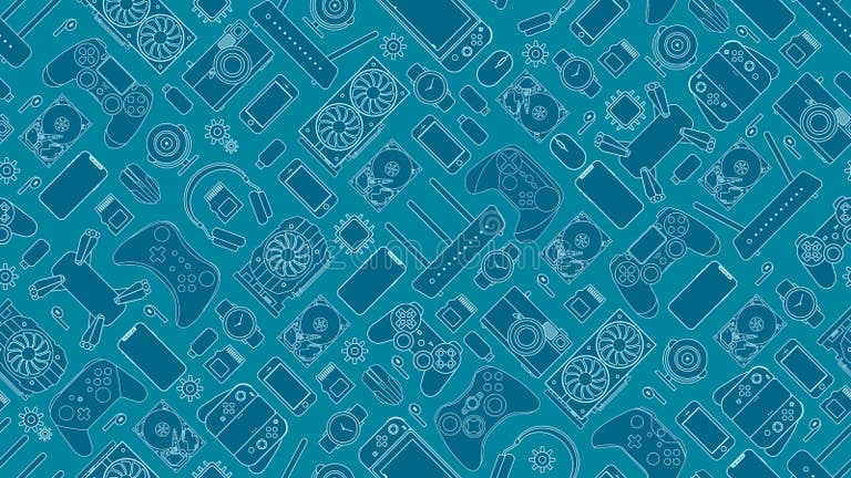 Gadgets and Devices Pattern Collection Stock Illustration ...