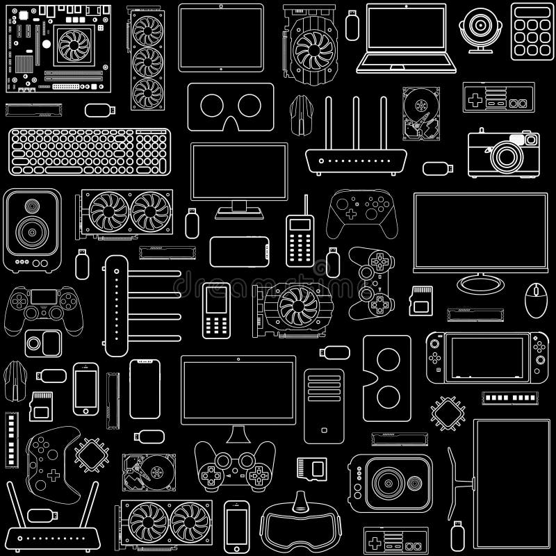 Gadgets and Devices Pattern Collection Stock Illustration ...