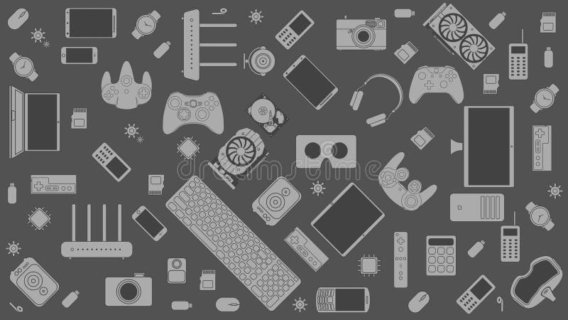 Gadgets and Devices Pattern Collection Stock Illustration ...