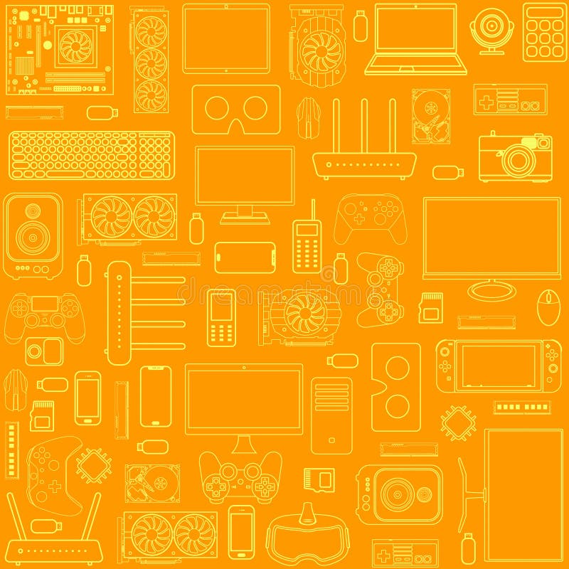 Gadgets and Devices Pattern Collection Stock Illustration ...