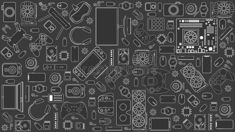 Gadgets and Devices Pattern Collection Stock Illustration ...